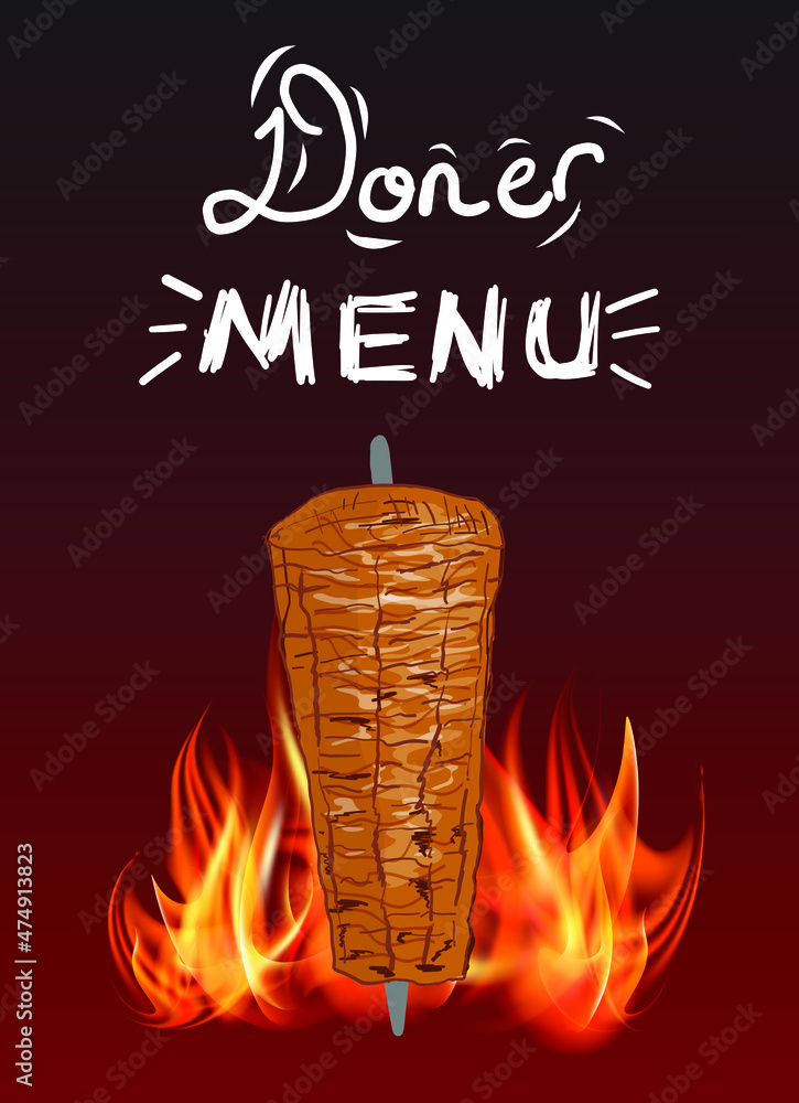 Vector de Stock Shawarma cooking and ingredients for kebab. Doner kebab ...