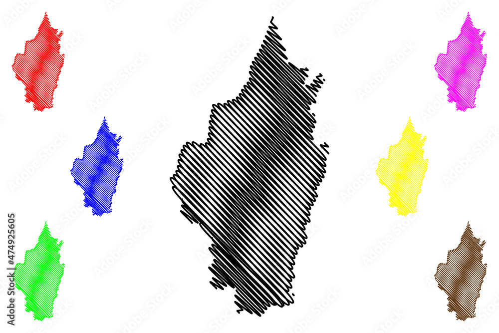 Kolasib district (Mizoram State, Republic of India) map vector ...