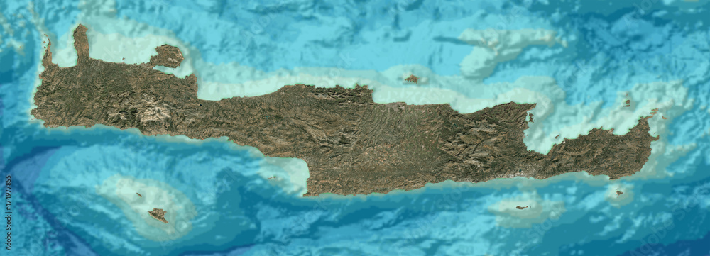 High Resolution Map of Crete. 3D Illustration Stock Illustration ...