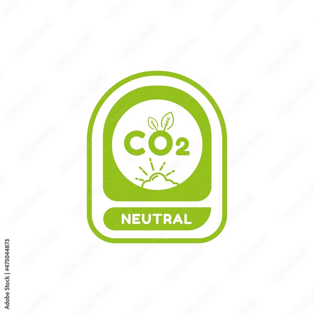 CO2. Carbon Neutral (zero emission) icon logo for climate change and ...