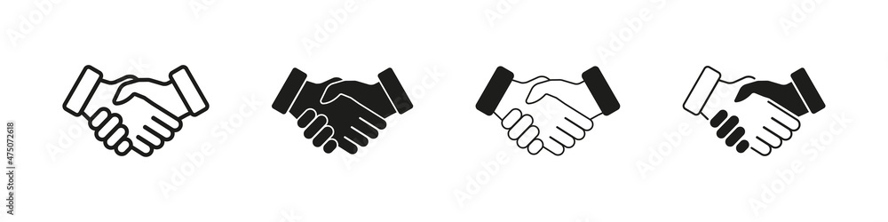Handshake icon. Hand shake sign. Shaking hand vector set isolated on ...