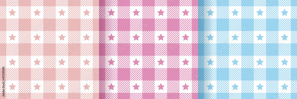 Vetor Gingham check seamless pattern. Vichy retro prints. Set of ...