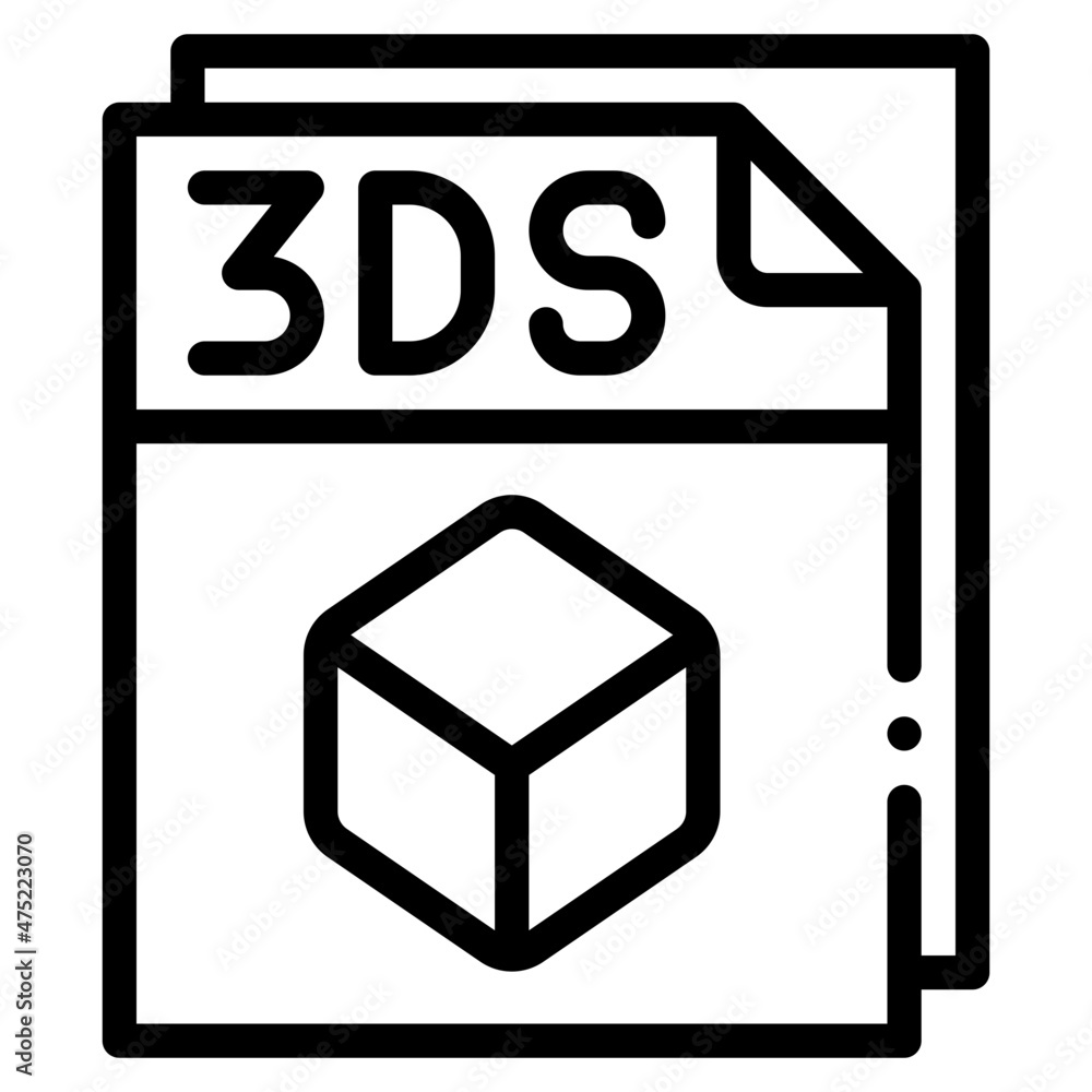 3ds file outline icon Stock Vector | Adobe Stock