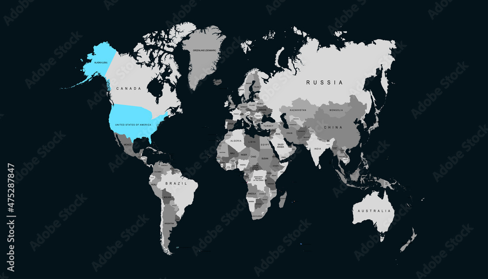 เวกเตอร์ Stock World map. United States of America map. USA. | Adobe Stock