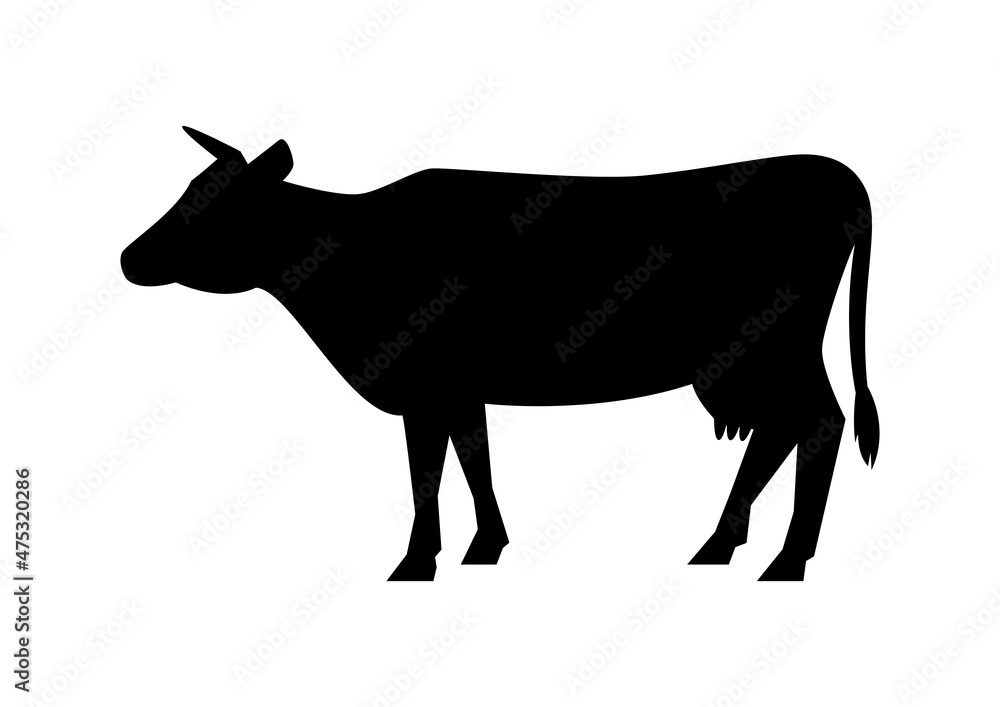 Stock-Vektorgrafik „Standing cow side view silhouette icon vector. Cow ...