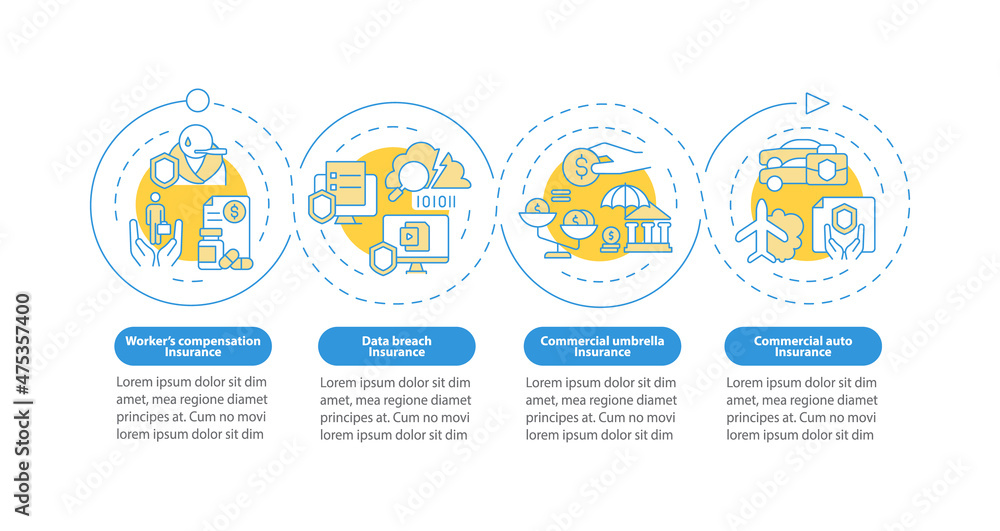 Insurance types blue circle infographic template. Corporate assurance ...