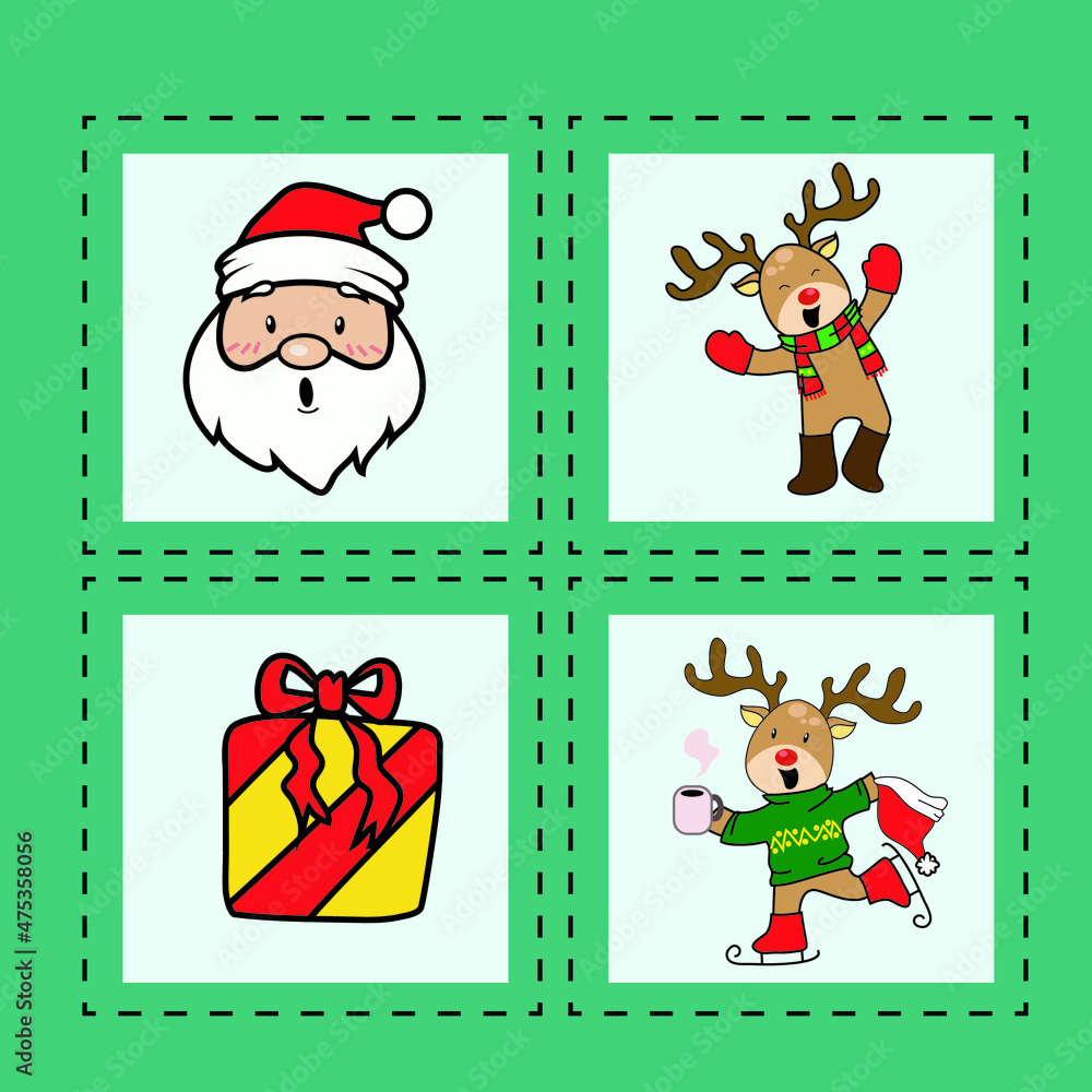 Vector set of Christmas flashcards. Educational preschool flashcard ...
