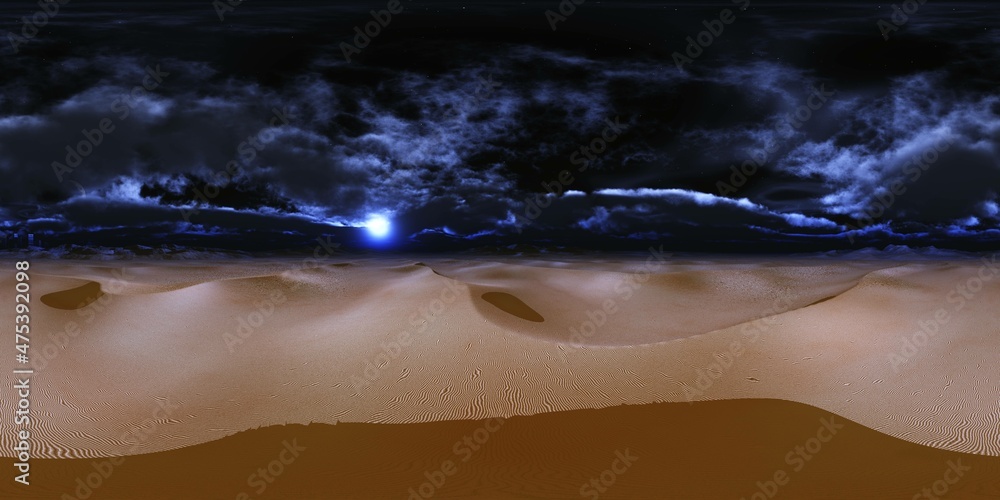 Panorama of sandy desert. Environment map, HDRI, equidistant projection ...