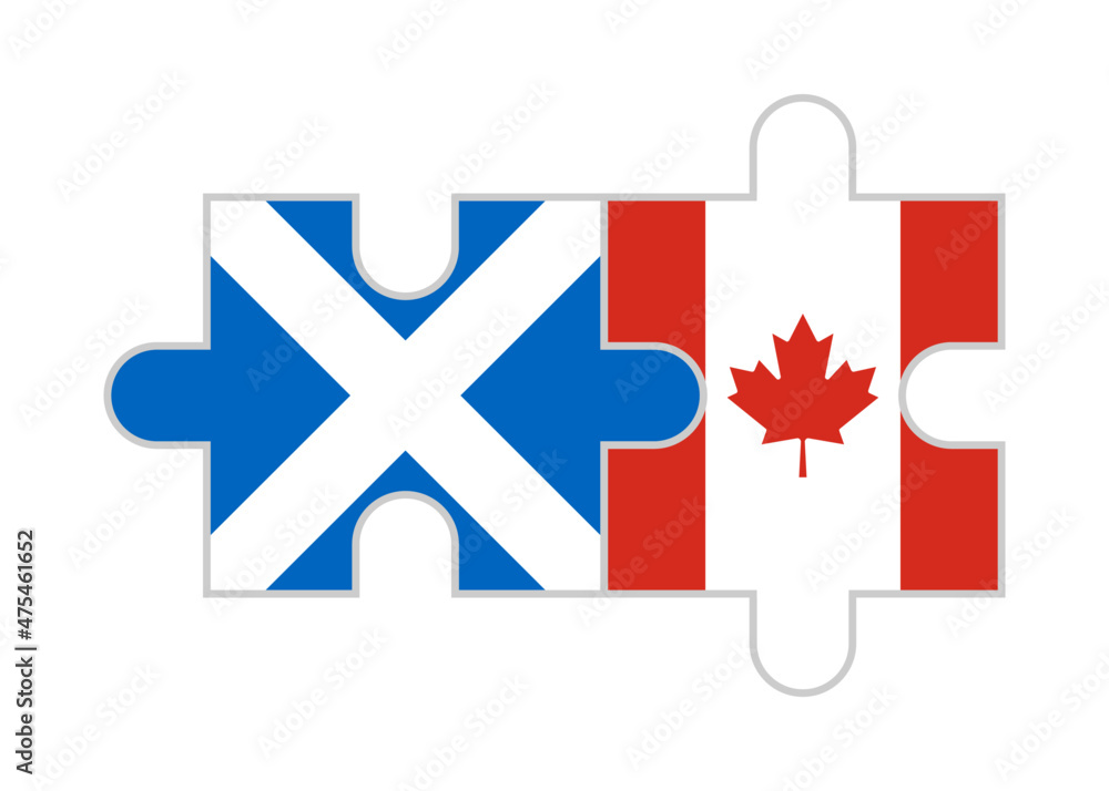 puzzle pieces of scotland and canada flags. vector illustration ...