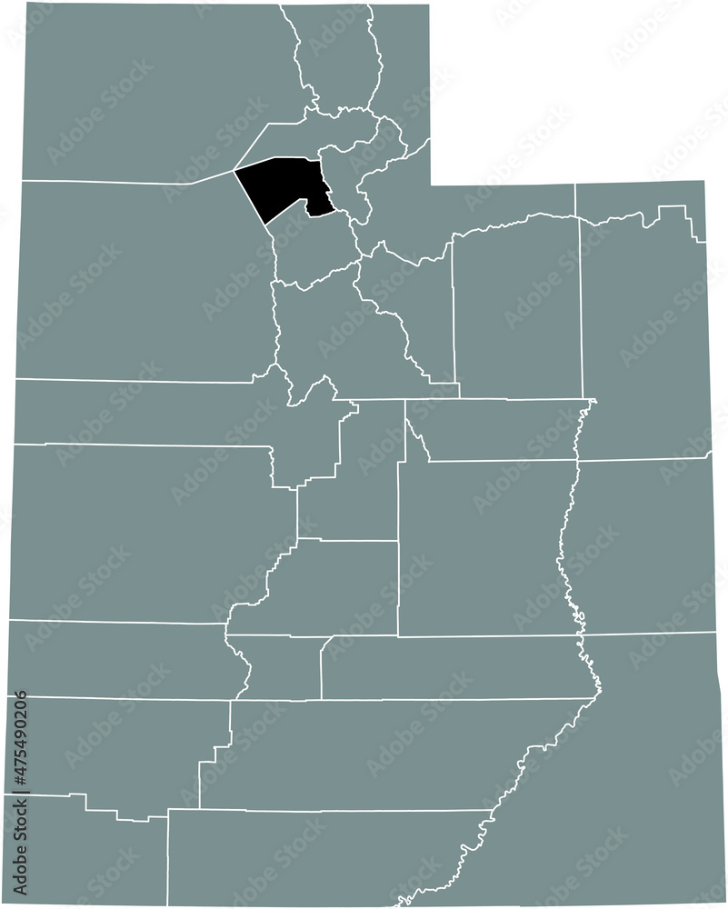 Black highlighted location map of the Davis County inside gray ...
