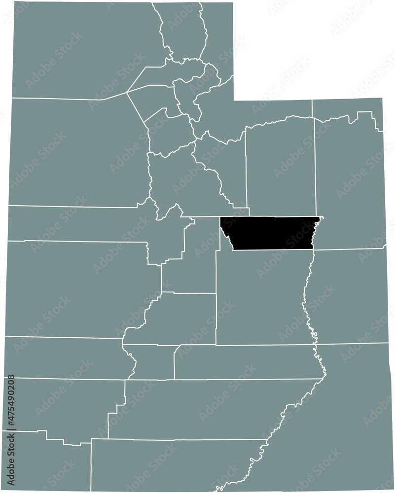 Black highlighted location map of the Carbon County inside gray ...