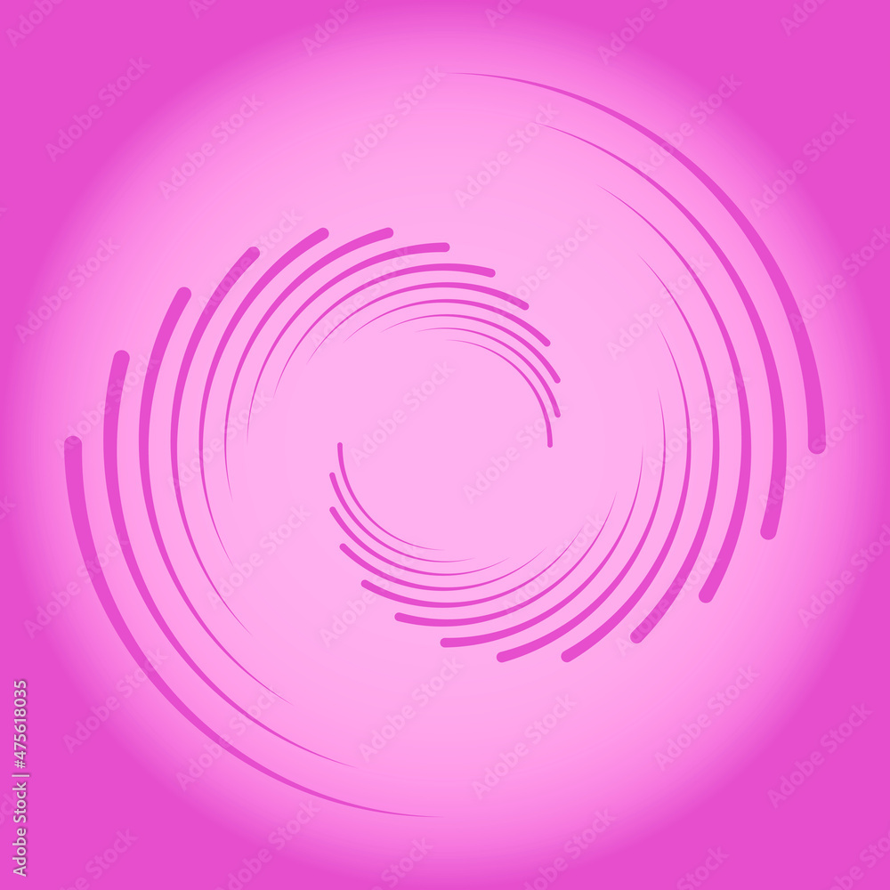 Abstract rotated pacific pink speed lines in circle form. Trendy design ...