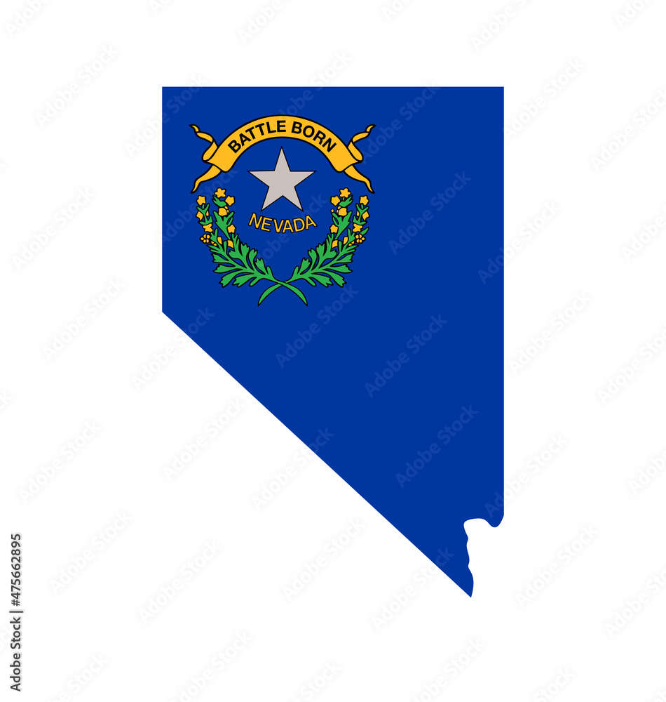 nevada nv map shape with state flag Stock Vector | Adobe Stock
