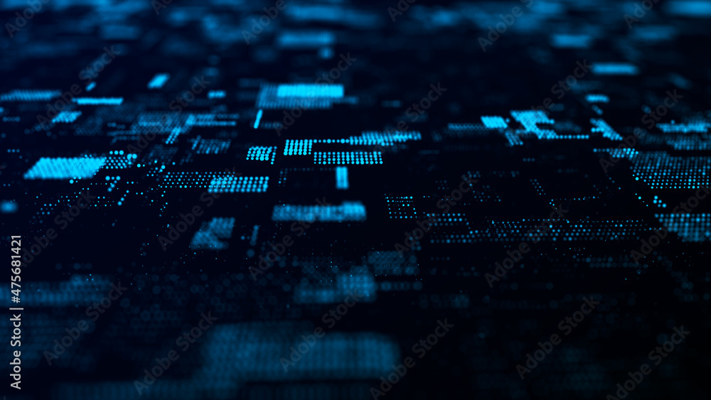Future digital cyberspace. Sorting and analysis digital data. Technology matrix algorithm ...