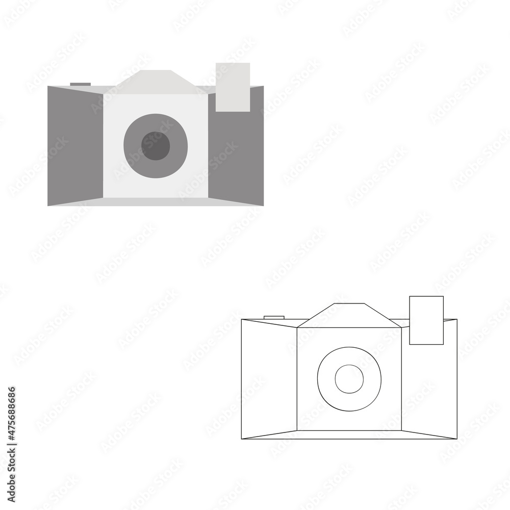 A vector illustration of two photo cameras front view isolated on ...