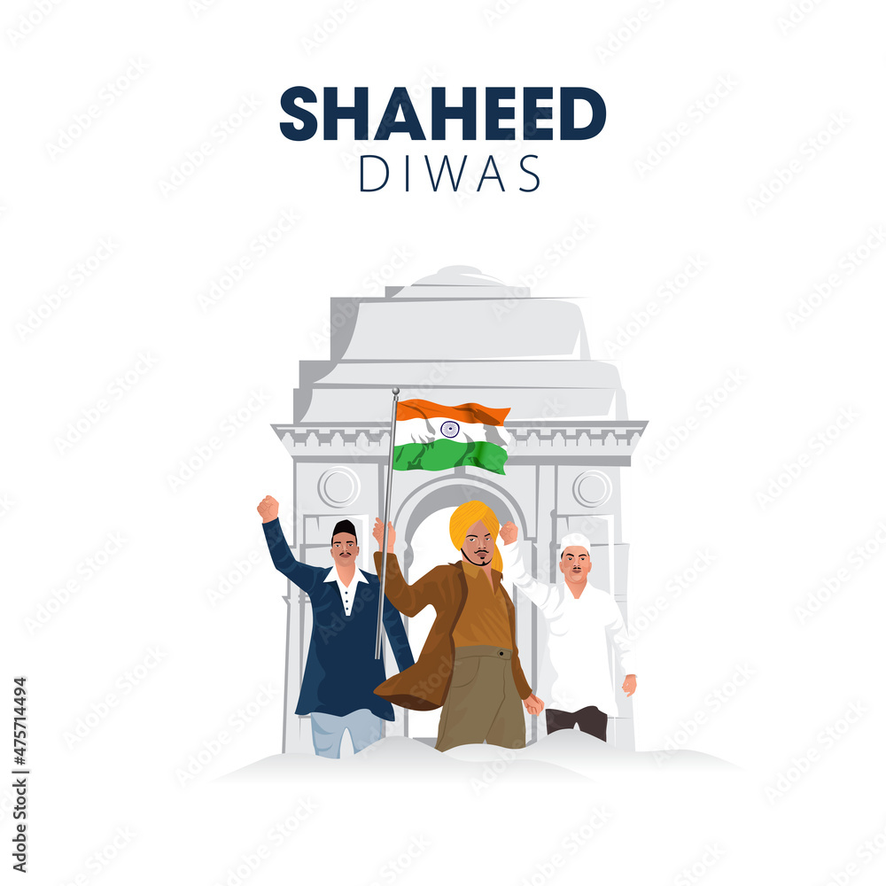 Vector illustration of Indian Martyrs' Day concept banner. Freedom ...