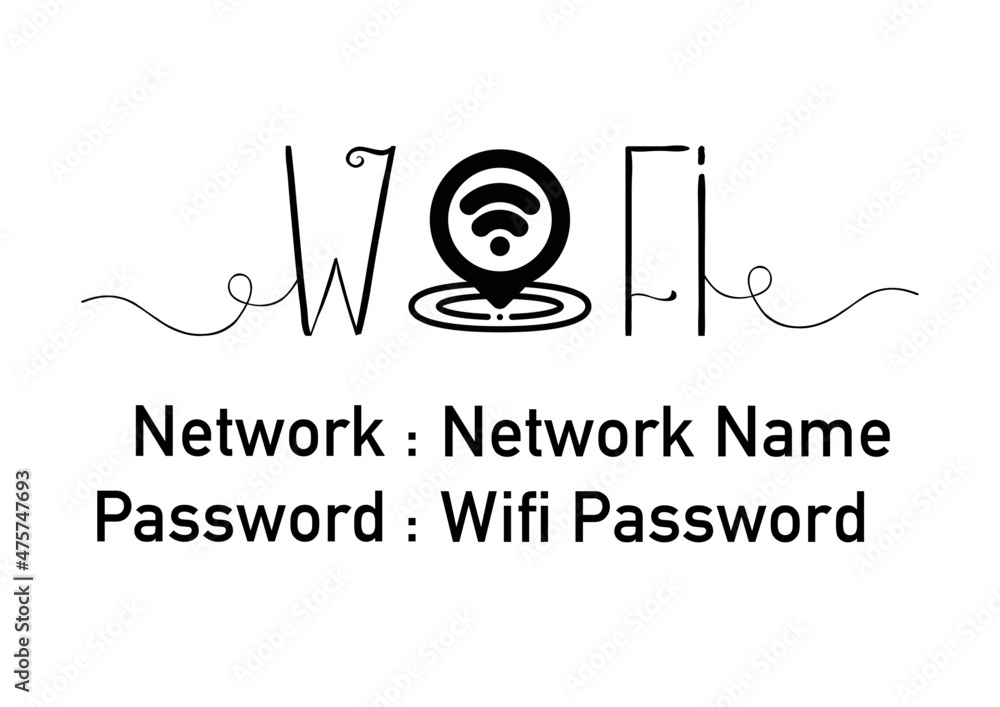WIFI Password Sign Printable, Editable WiFi Sign Template Stock Vector ...