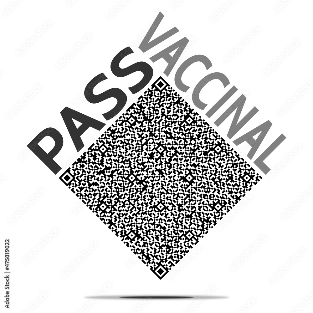 Logo Pass Vaccinal QR Code Gris Stock Vector | Adobe Stock