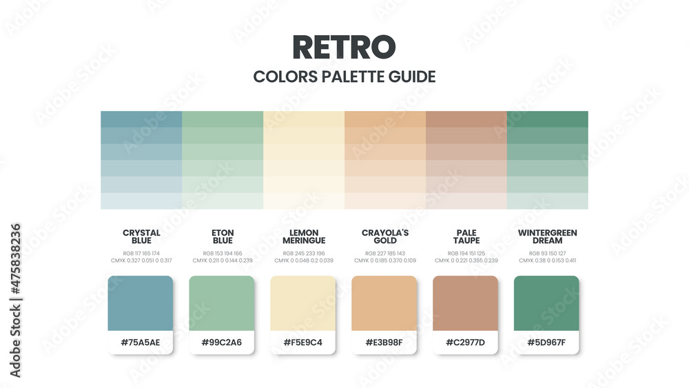 Retro color schemes. Color Trends combinations and palette guide ...
