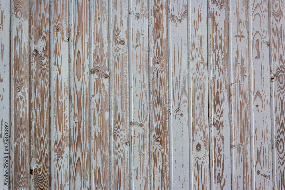 White painted sanded Wooden planks lined up. Light neutral wood texture ...