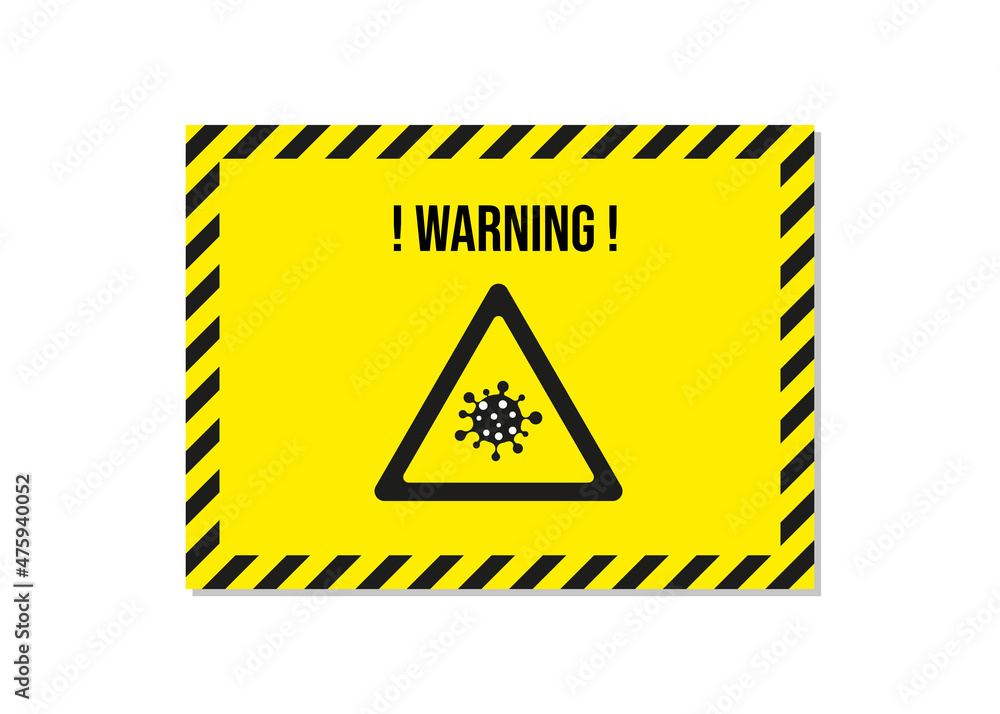 Warning covid Icon on white background Stock Vector | Adobe Stock