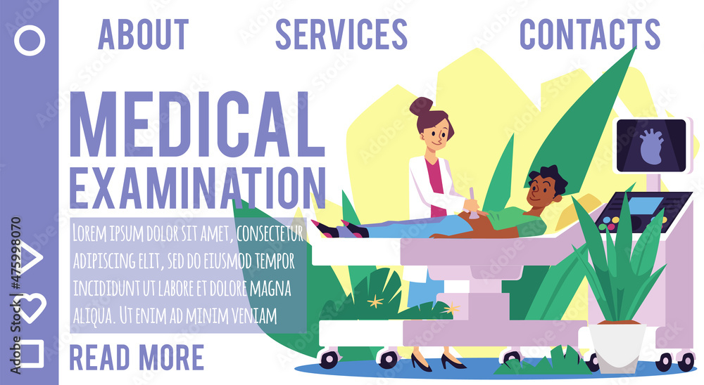 Ultrasound medical examination website banner template flat vector ...