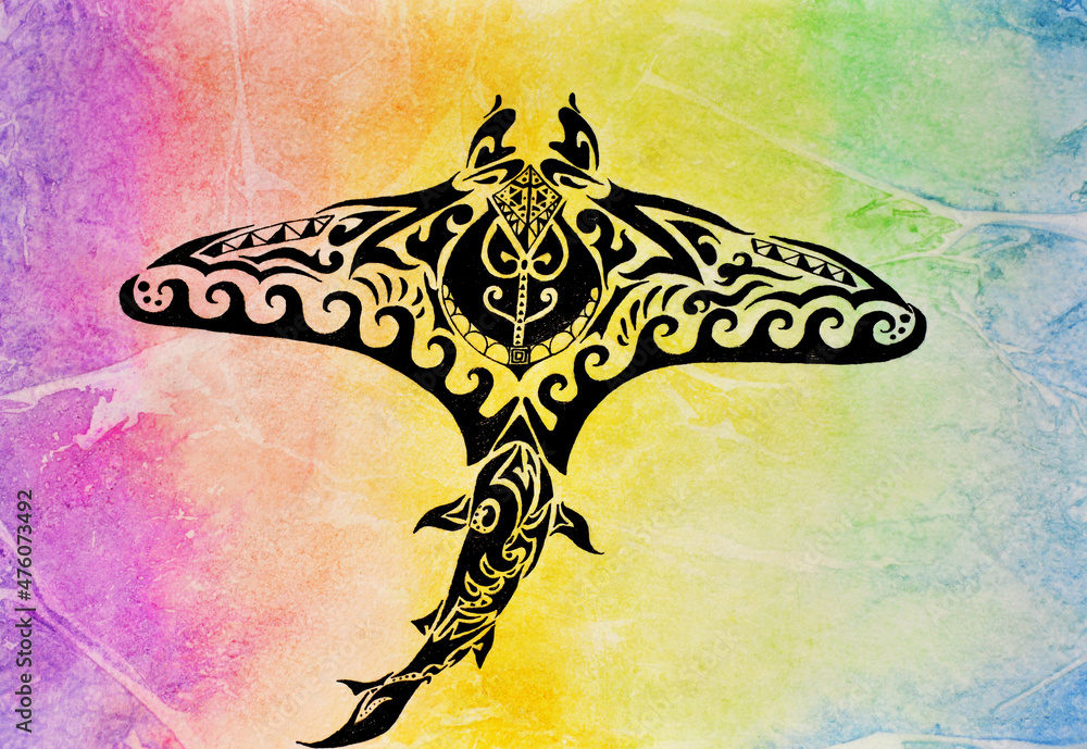 Maori Tattoo Design Stingray Illustration Stock Illustration | Adobe Stock