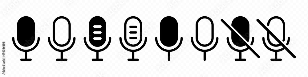 Audio microphone on and mute icon set. Microphone symbol for your web ...