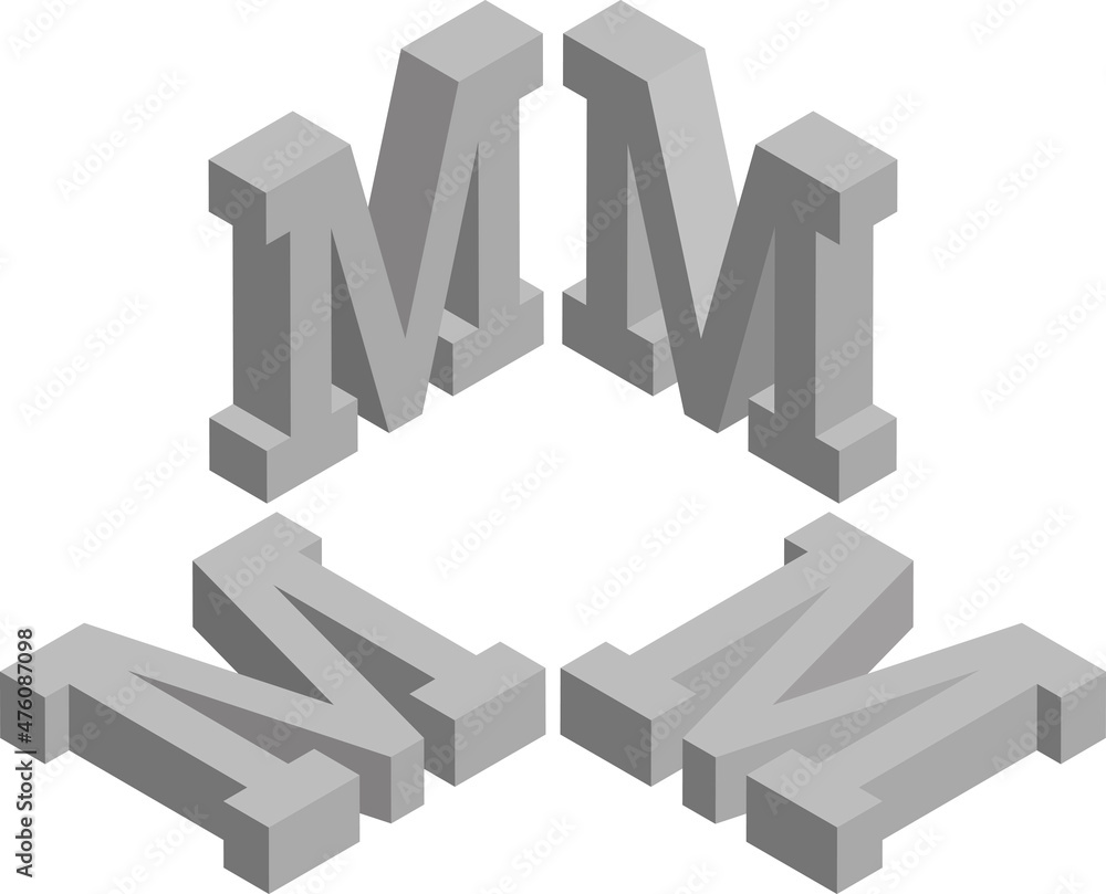 Isometric letter M. Template for creating logos, emblems, monograms ...