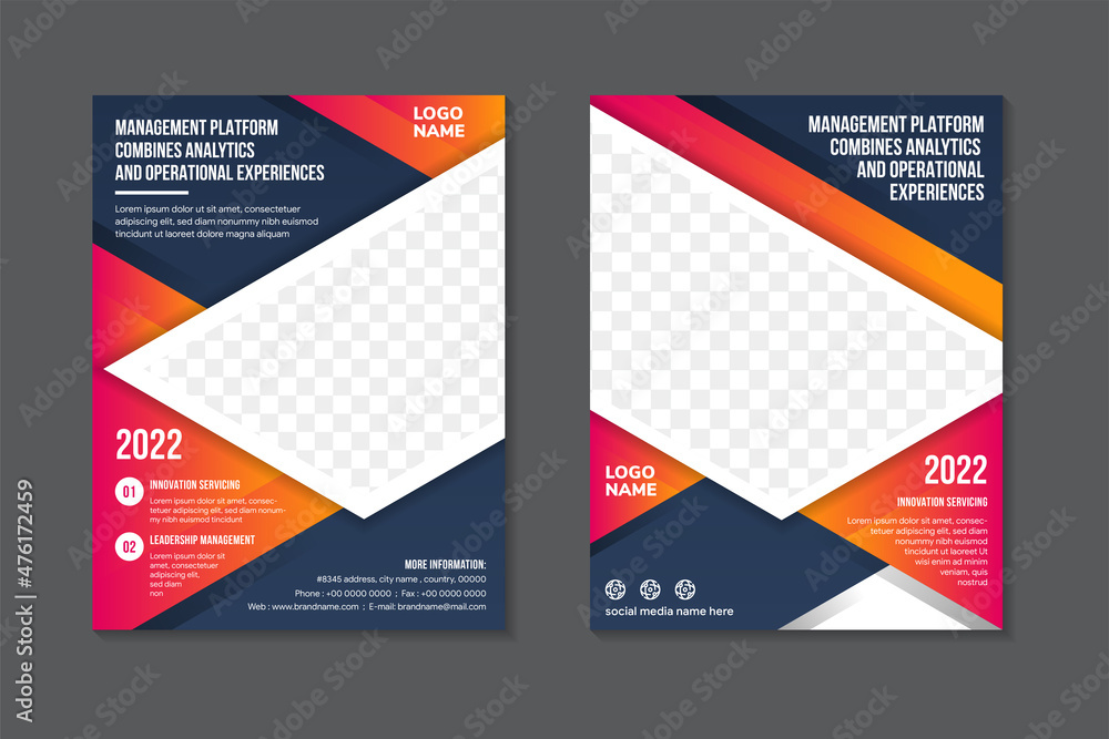 Set of management platform Flyer Template. modern vertical layout with ...