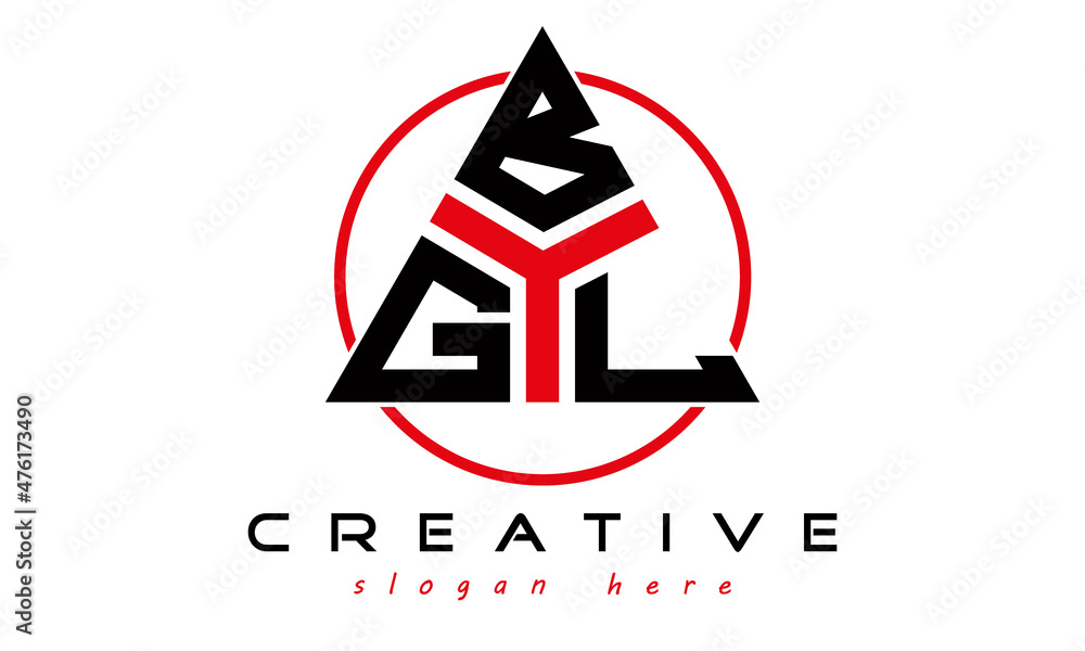 triangle badge with circle GBL letter logo design vector, business logo, icon shape logo ...