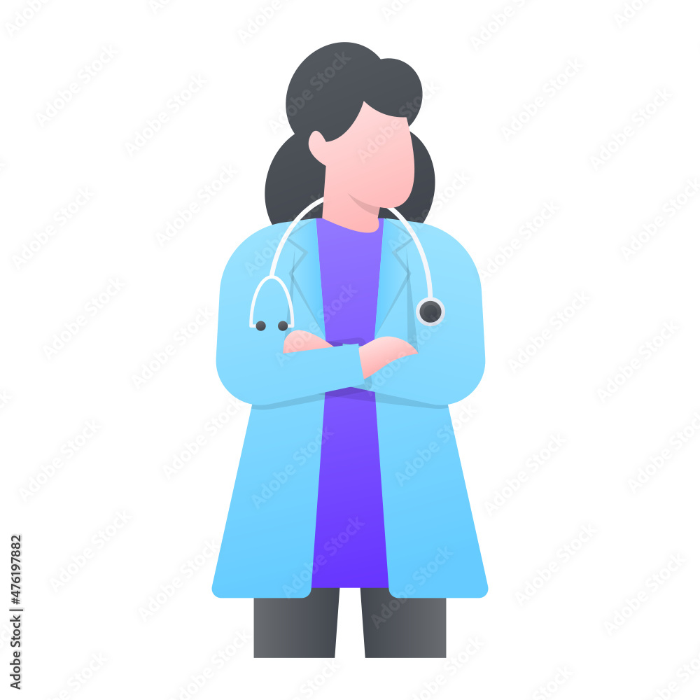 Gynecologists Standing Pose Concept, Female Obstetrician Vector Color ...