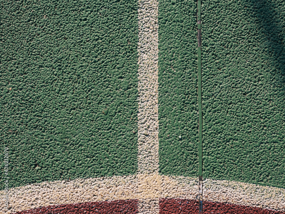 Green sports field floor background with yellow lines, from the floor ...
