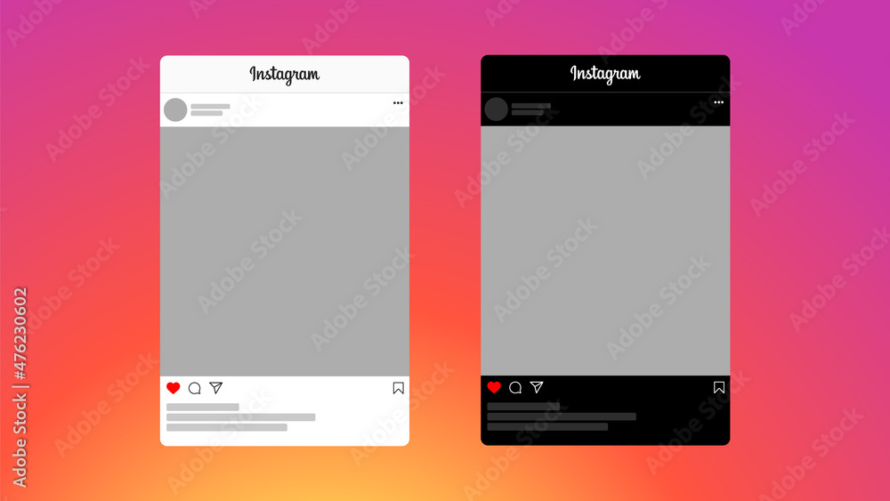 Instagram Mockup. Vector Instagram User Interface Template in Light and ...