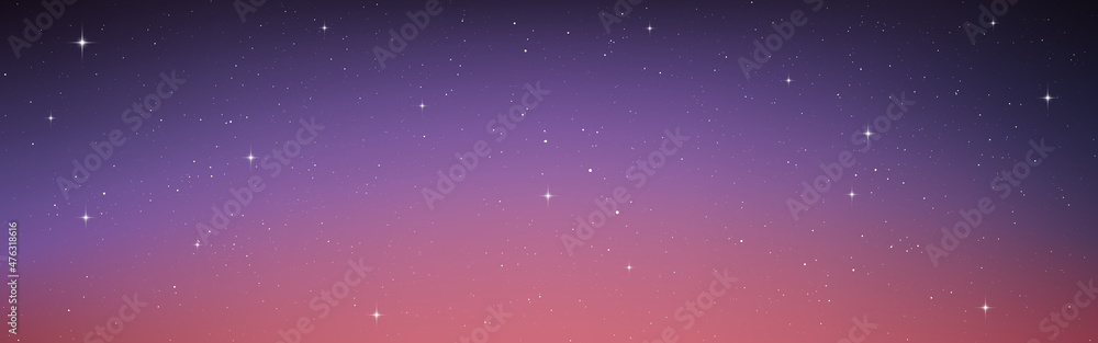Night sky with stars. Wide sunset background with beautiful gradient ...