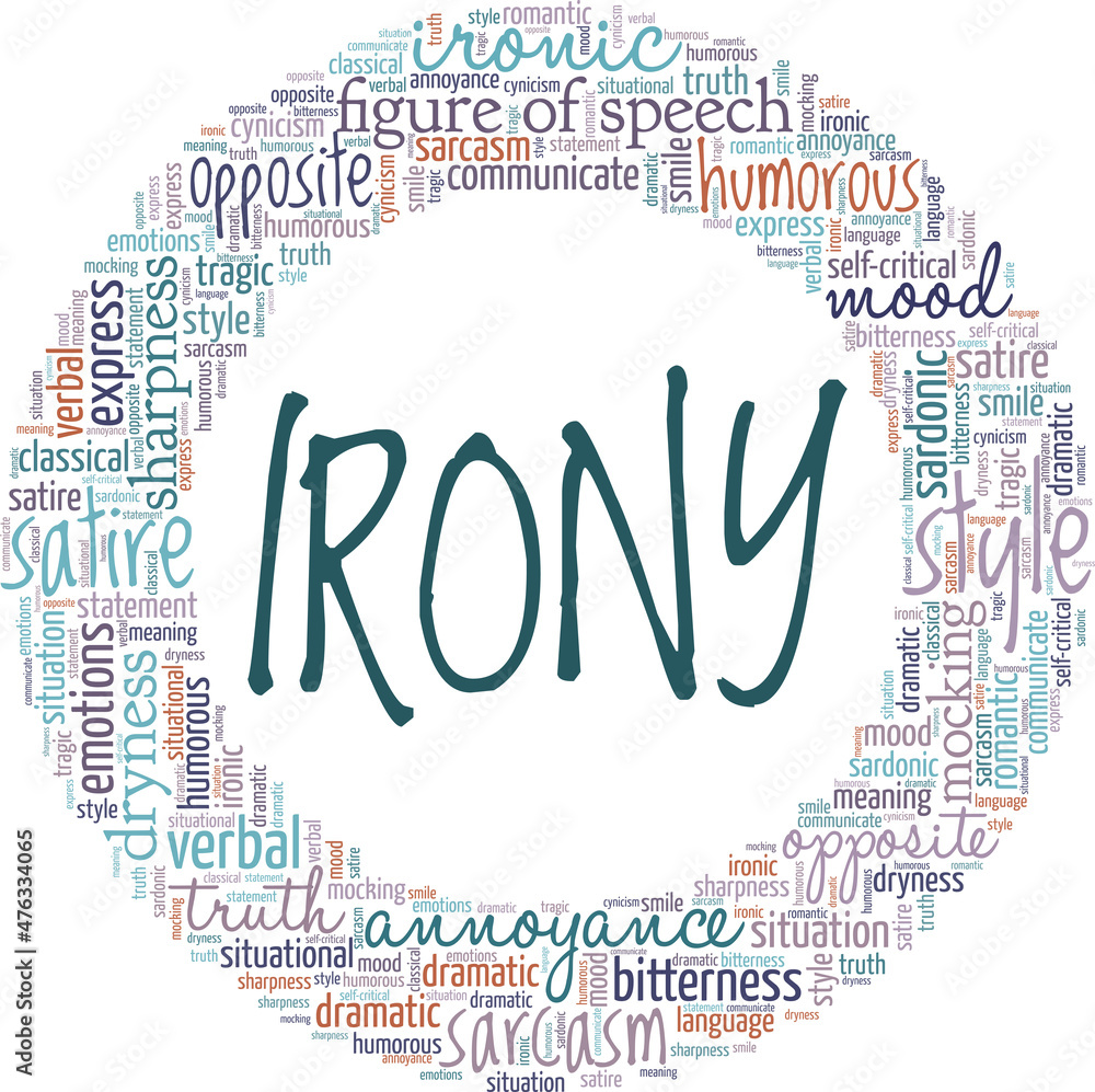 Irony conceptual vector illustration word cloud isolated on white ...