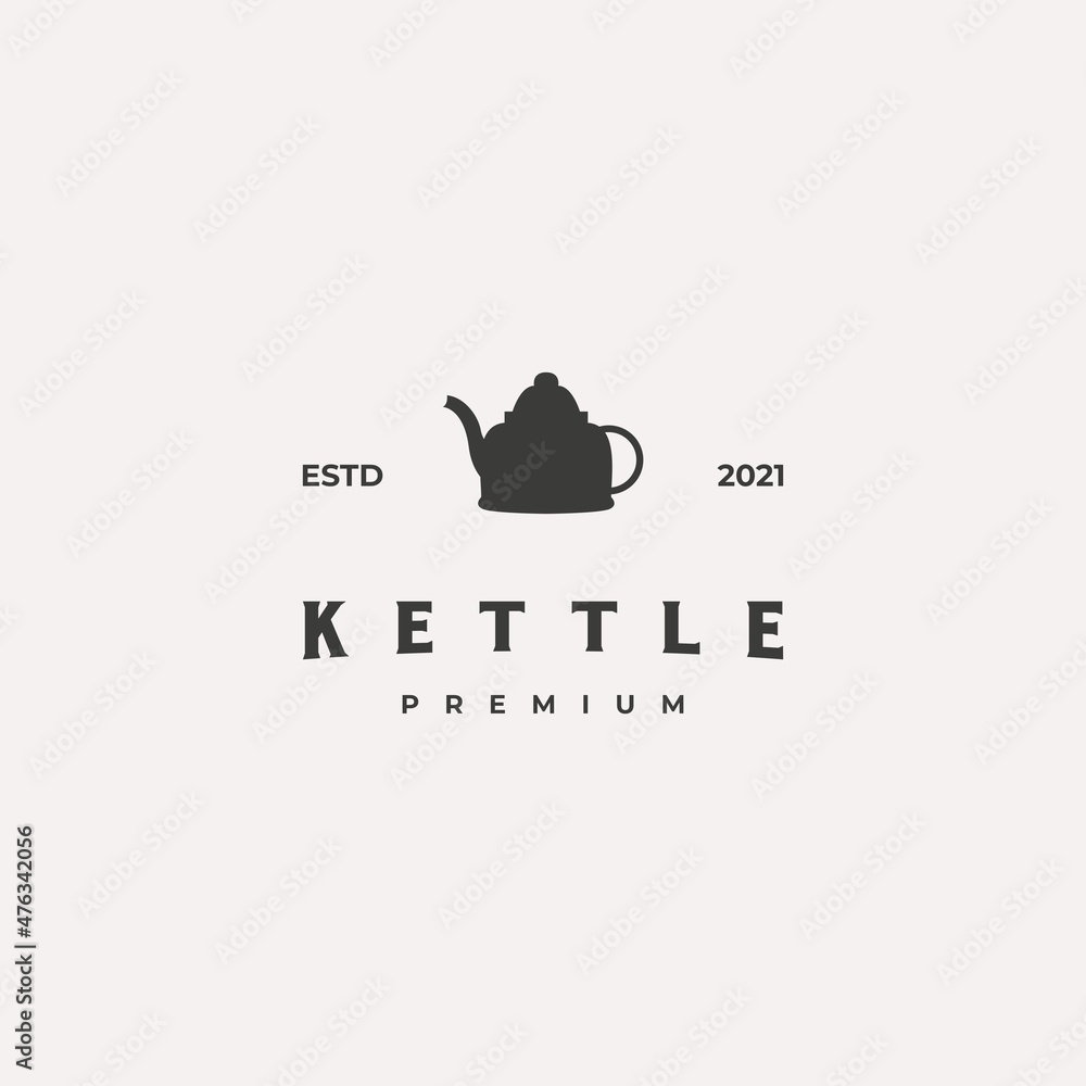 kettle logo design vintage. kettle shop logo design on isolated ...