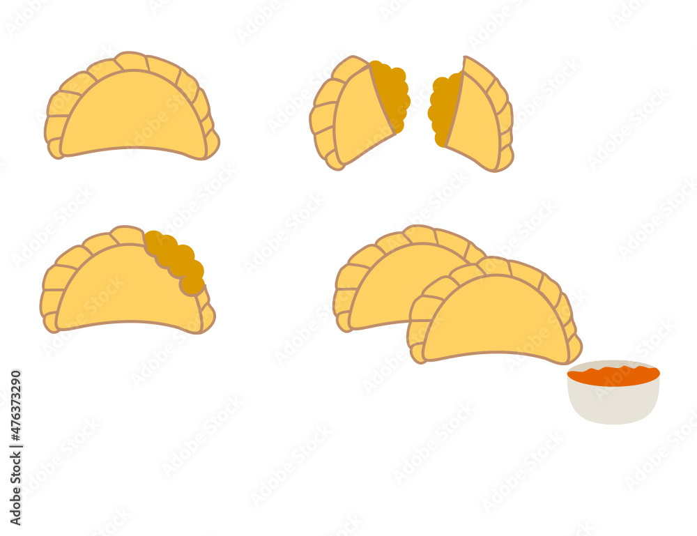 Set of curry puff.Crunchy pastry shell.Karipap is malaysia snack.A ...