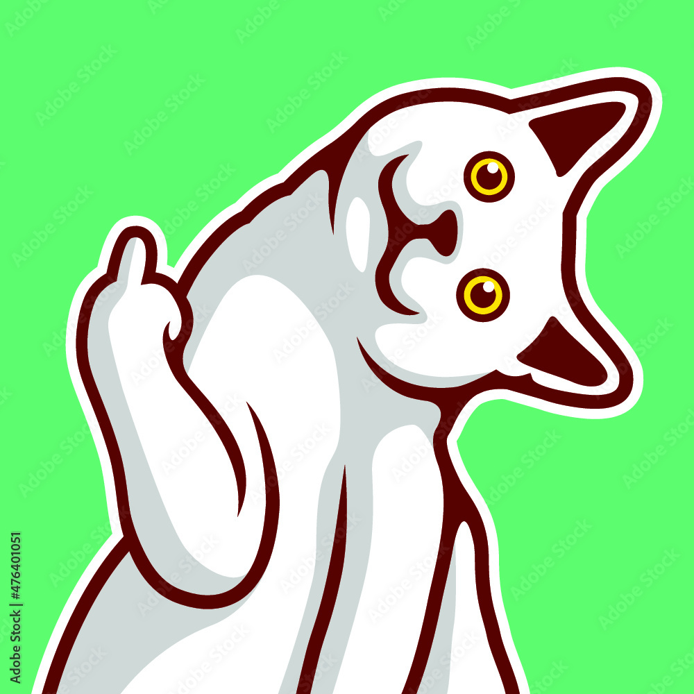 Cute White Cat Making Gesture With Middle Finger - Vector Stock Vector ...