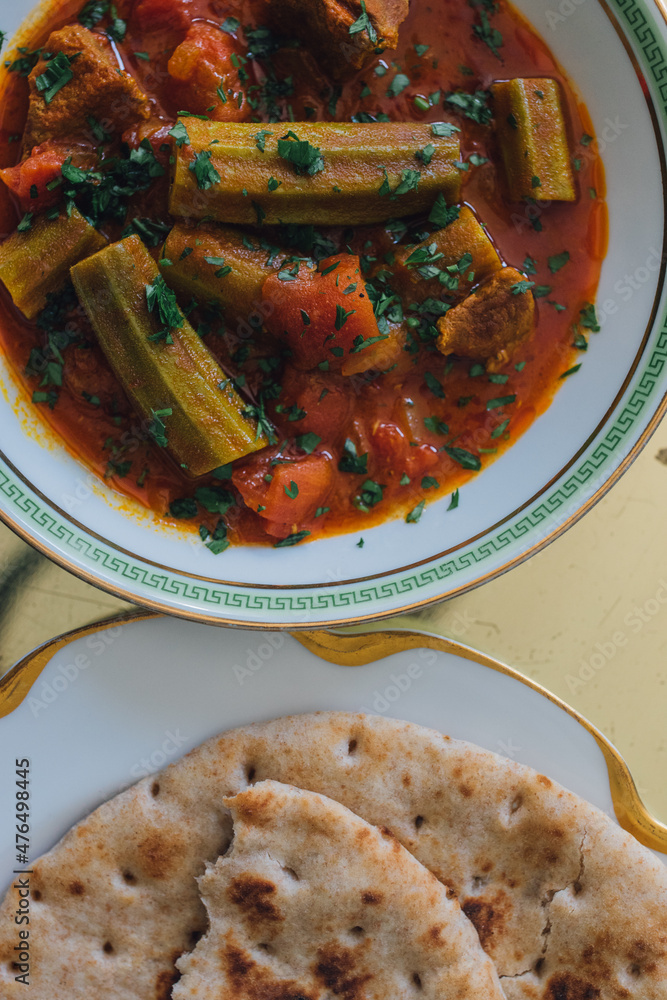 Fotografie Bamya Bamia okra beef middle eastern Persian Iraqi stew ve ...
