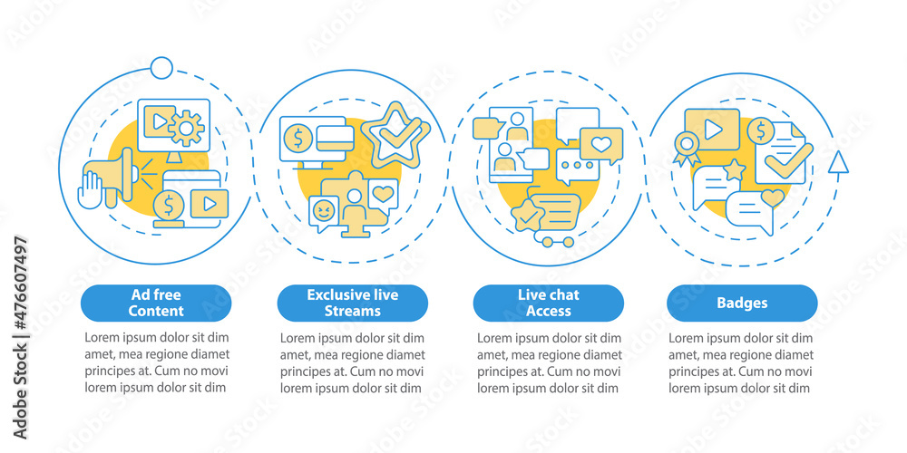 Vector de Stock Paid subscription features blue circle infographic ...