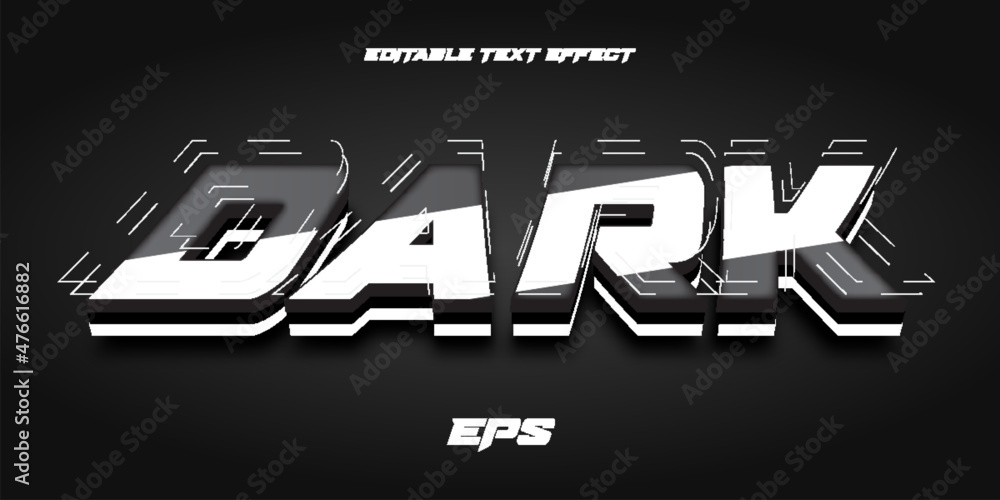 Editable Dark text effect, Grey Background Stock Vector | Adobe Stock