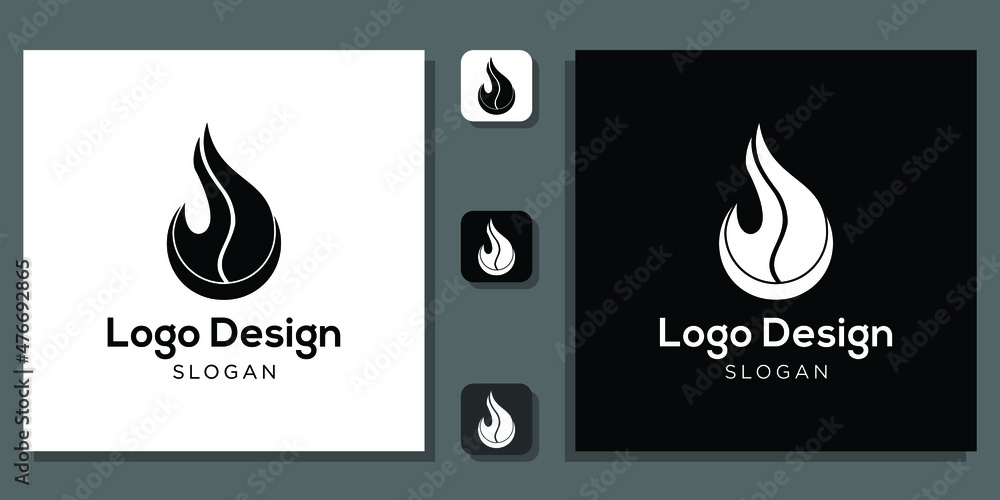 logo design fire flame hot symbol with app template Stock Vector ...