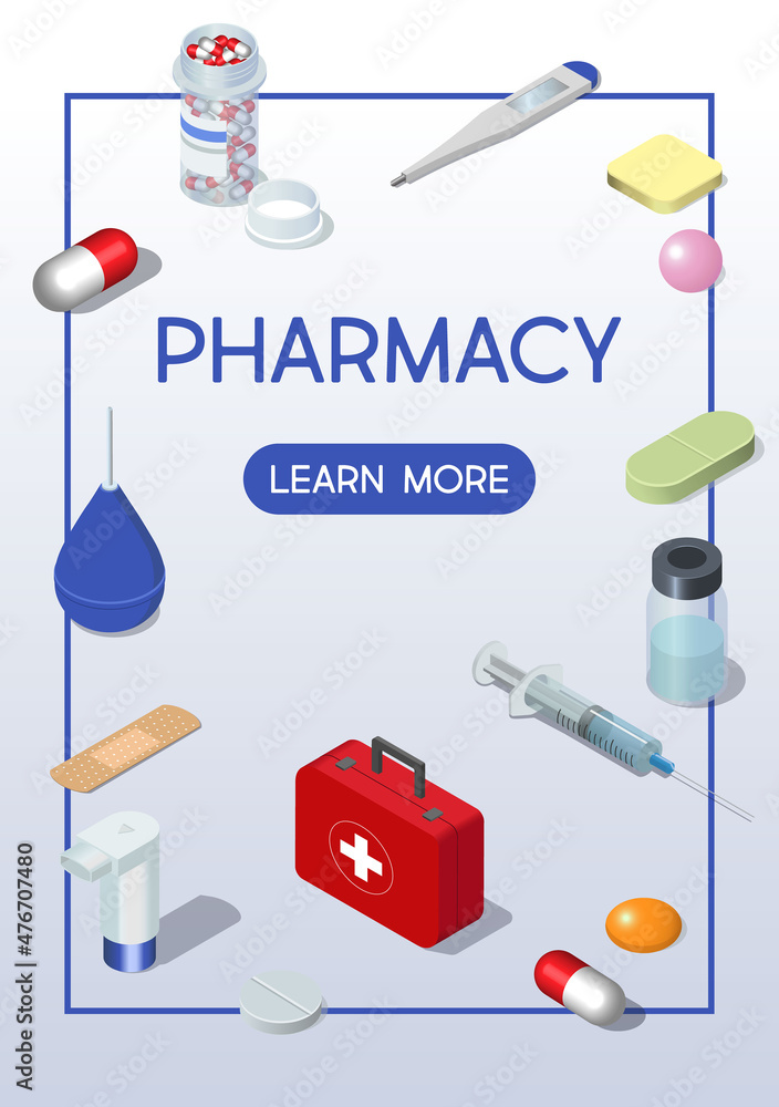 Pharmacy Poster. Vector illustration for medical flyer, booklet ...
