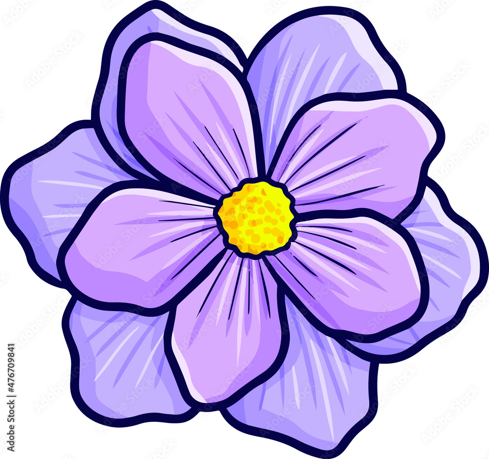Beautiful light purple yellow flower in cartoon style Stock Vector | Adobe Stock