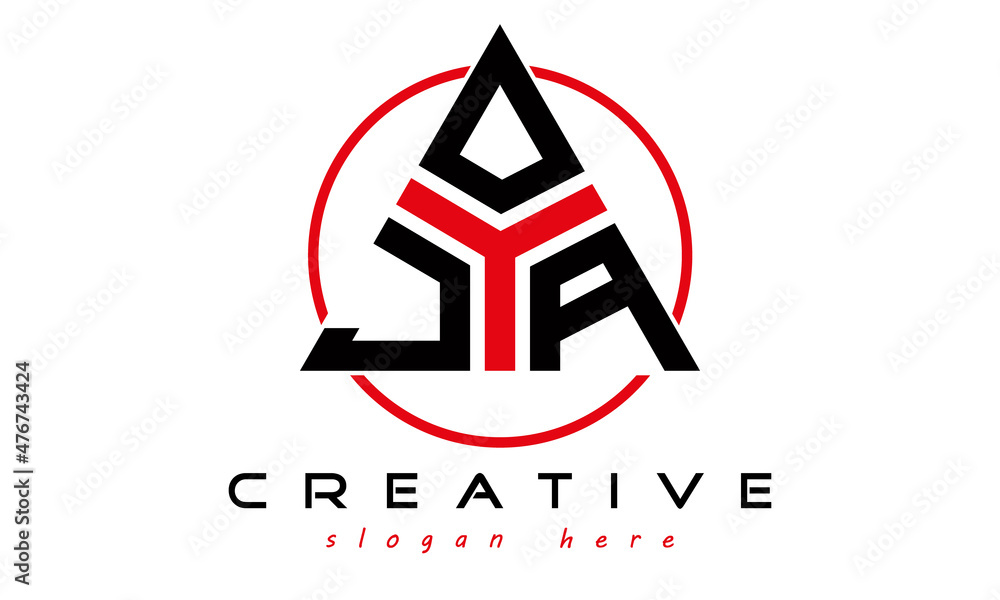 emblem badge with wings JOA letter logo design vector, business logo ...