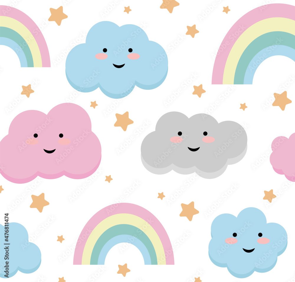 Pastel rainbow set with cloud, illustration for sticker,postcard ...