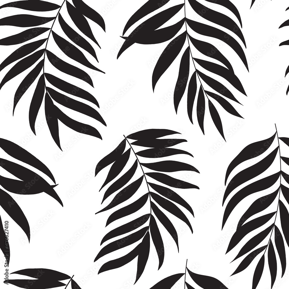 leaf silhouette design - seamless vector repeat pattern - Colors are ...