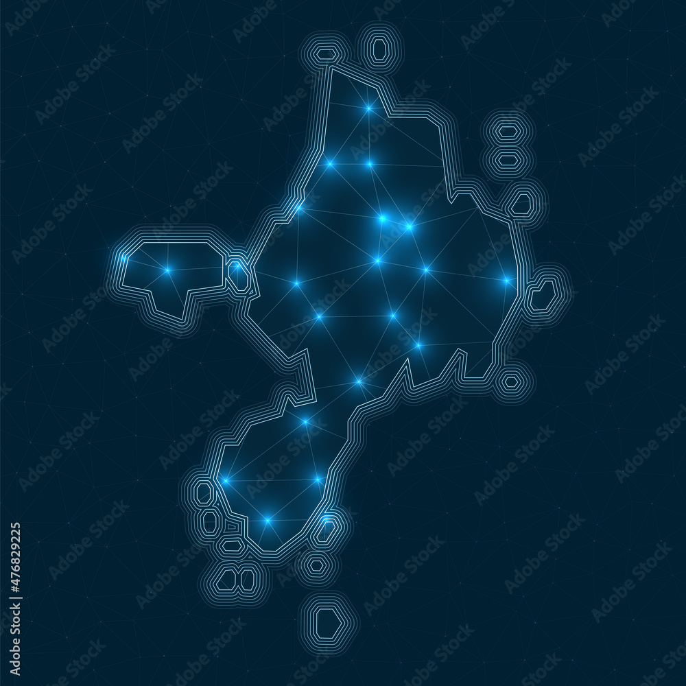 Sark network map. Abstract geometric map of the island. Digital ...