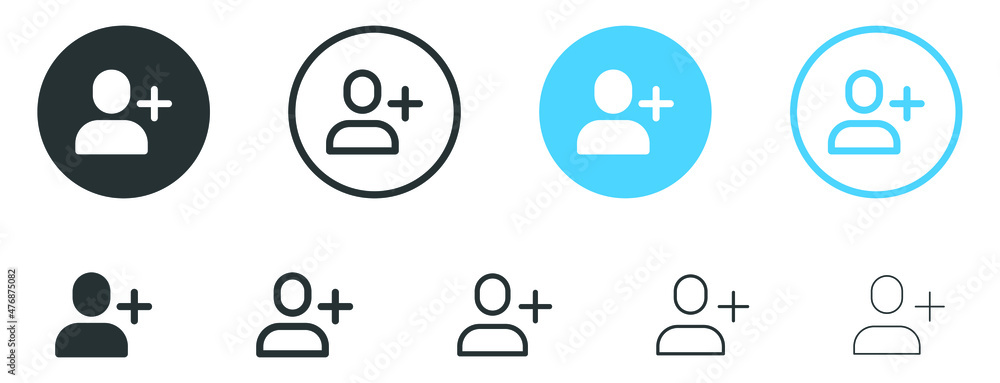 Add new user icon vector male person profile avatar with plus symbol ...